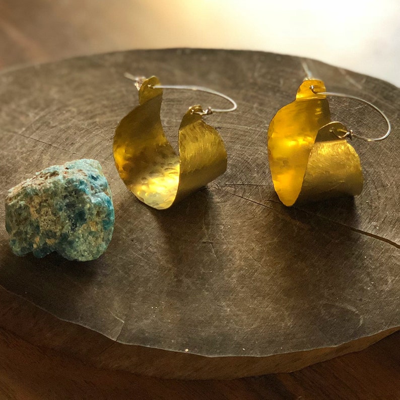 Rustic Metal Scoop Hoop Earrings Wide Metal Hoop Earrings - Etsy