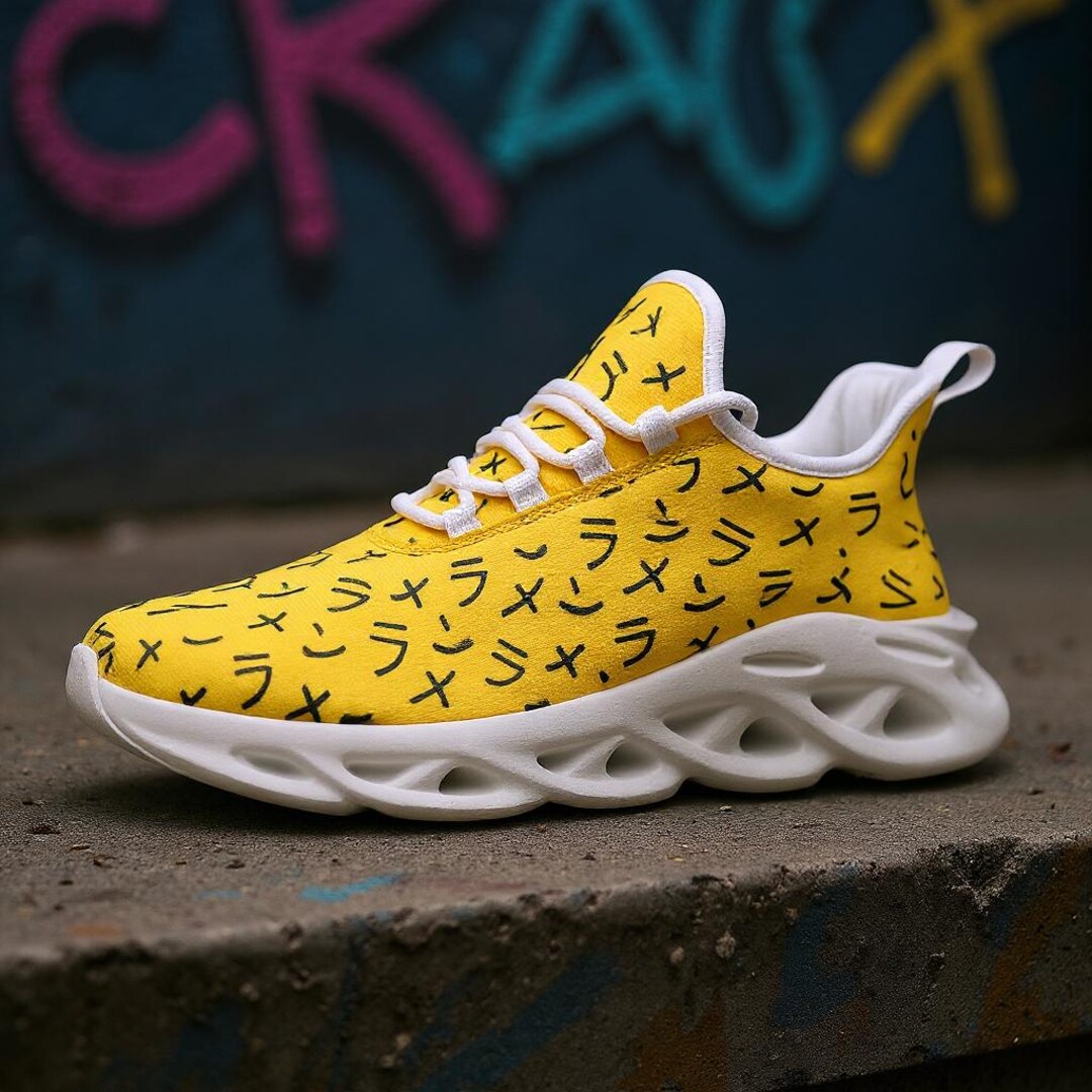 Ramen Sneakers With Japan Prints – Vibrant Unisex Mesh Shoes With Bold ...