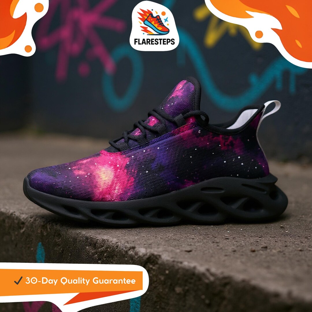 Space Sneakers – Supernova Print, Dreamy Unisex Mesh Shoes With Vibrant ...