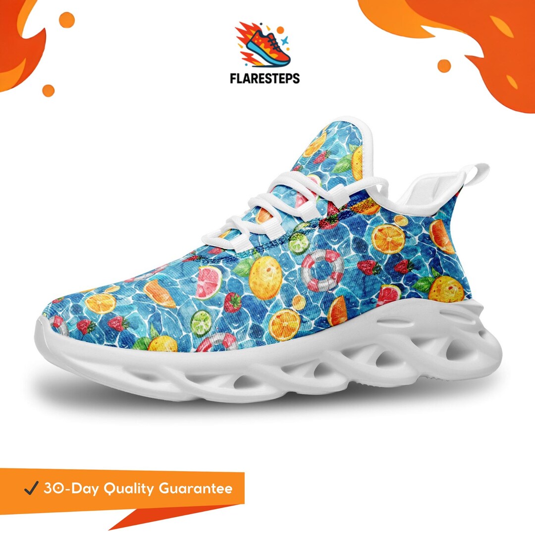 Splash Sneakers With Summer Prints – Vibrant Unisex Mesh Shoes With ...