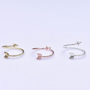 Arrow Ring, Midi Ring, Simple Delicate Adjustable Ring, Silver Gold ...