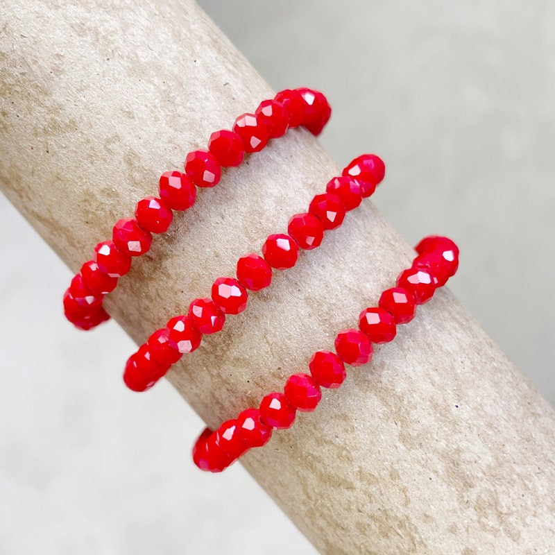 Red Beaded Bracelet - Etsy
