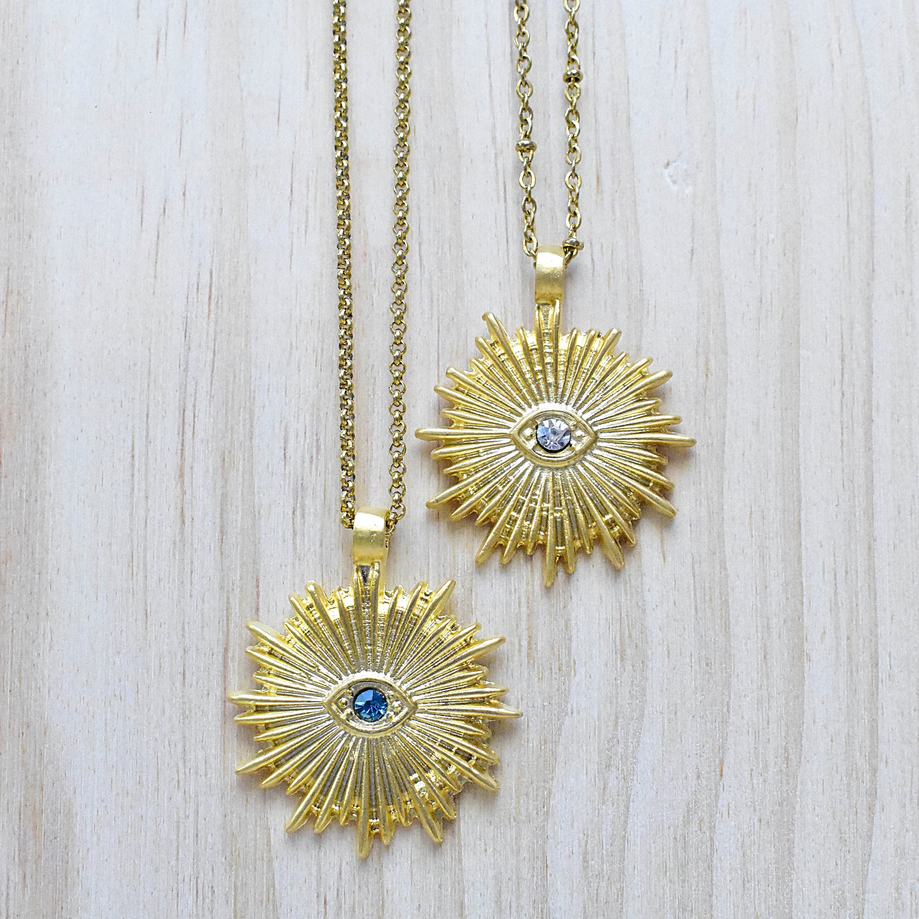 Clear Crystal Sun Charm Necklace Gold Rising Sun Pendant | Etsy
