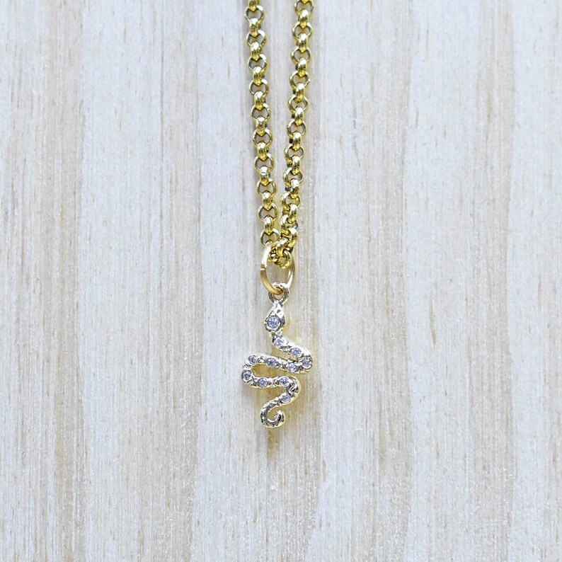 Crystal Snake Charm Necklace Gold Snake Serpent Necklace | Etsy
