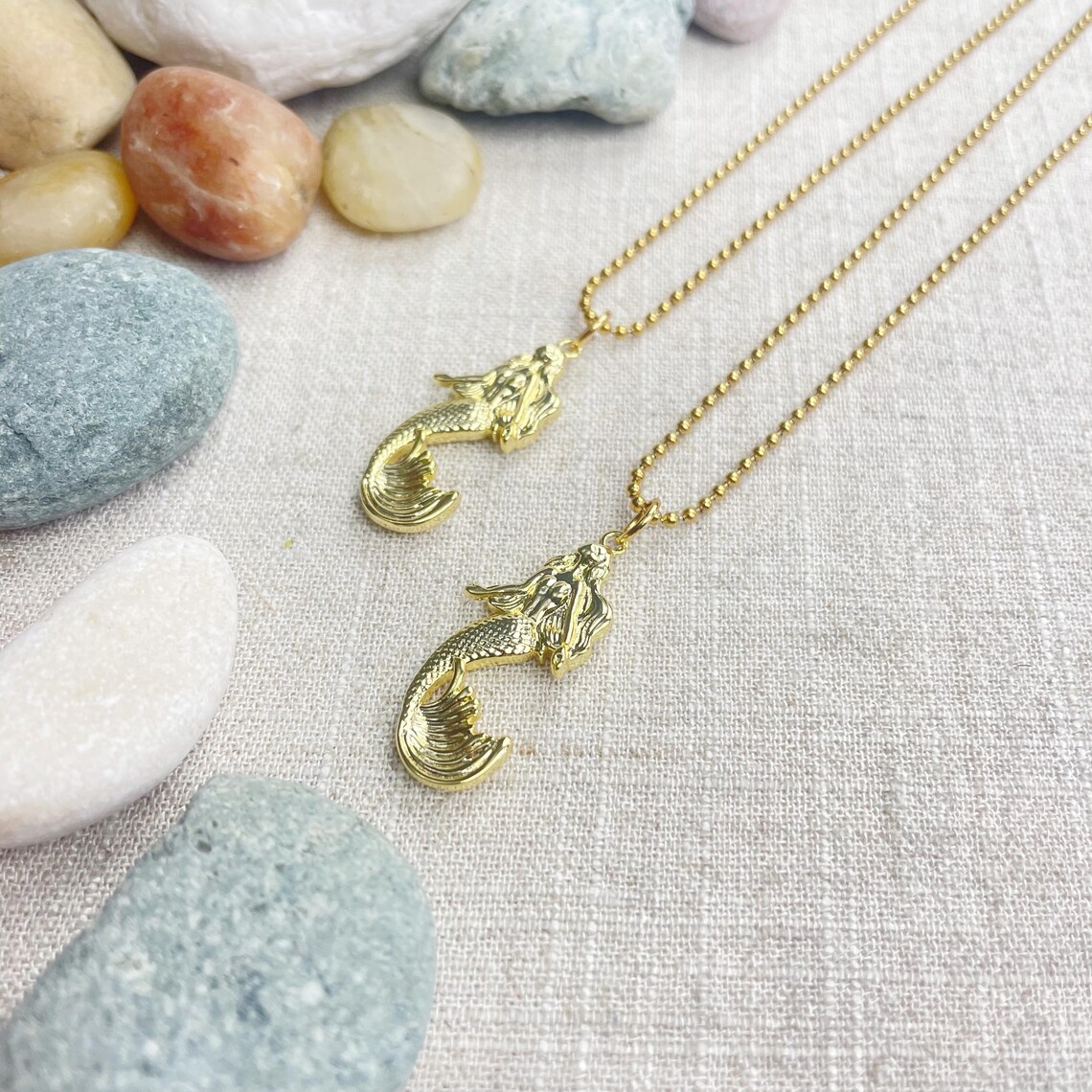 Celestial Siren/// Gold Mermaid Charm Necklace (EPJ-N1AA53) - Etsy