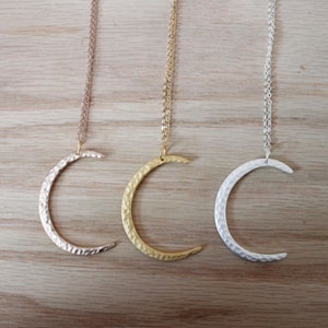 Rose Gold Celestial Moon Necklace: Matte Crescent Pendant - Etsy