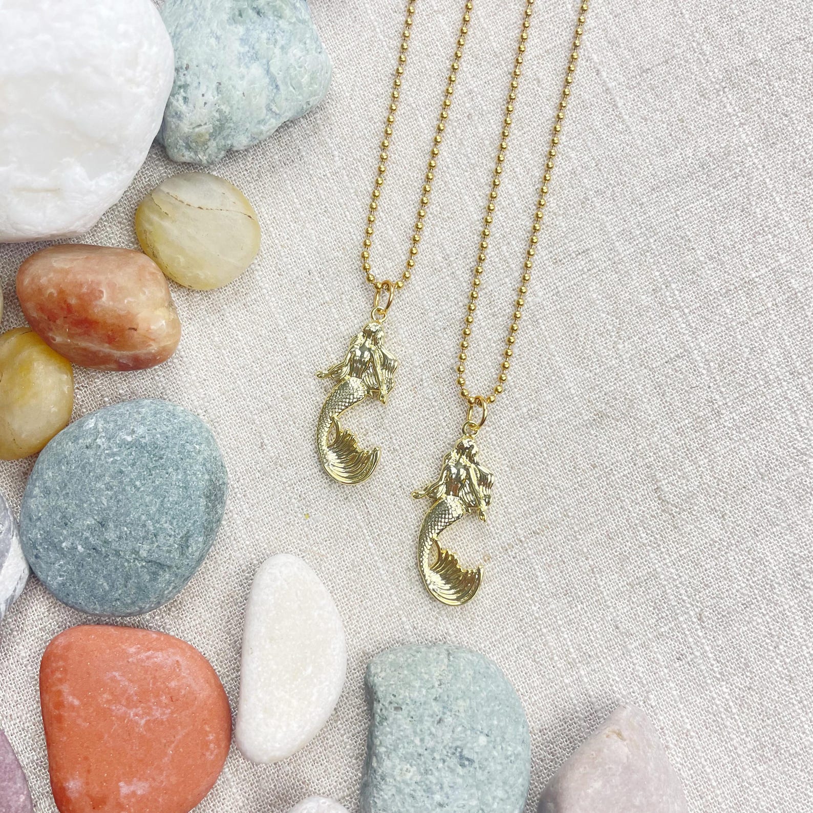 Celestial Siren/// Gold Mermaid Charm Necklace (EPJ-N1AA53) - Etsy
