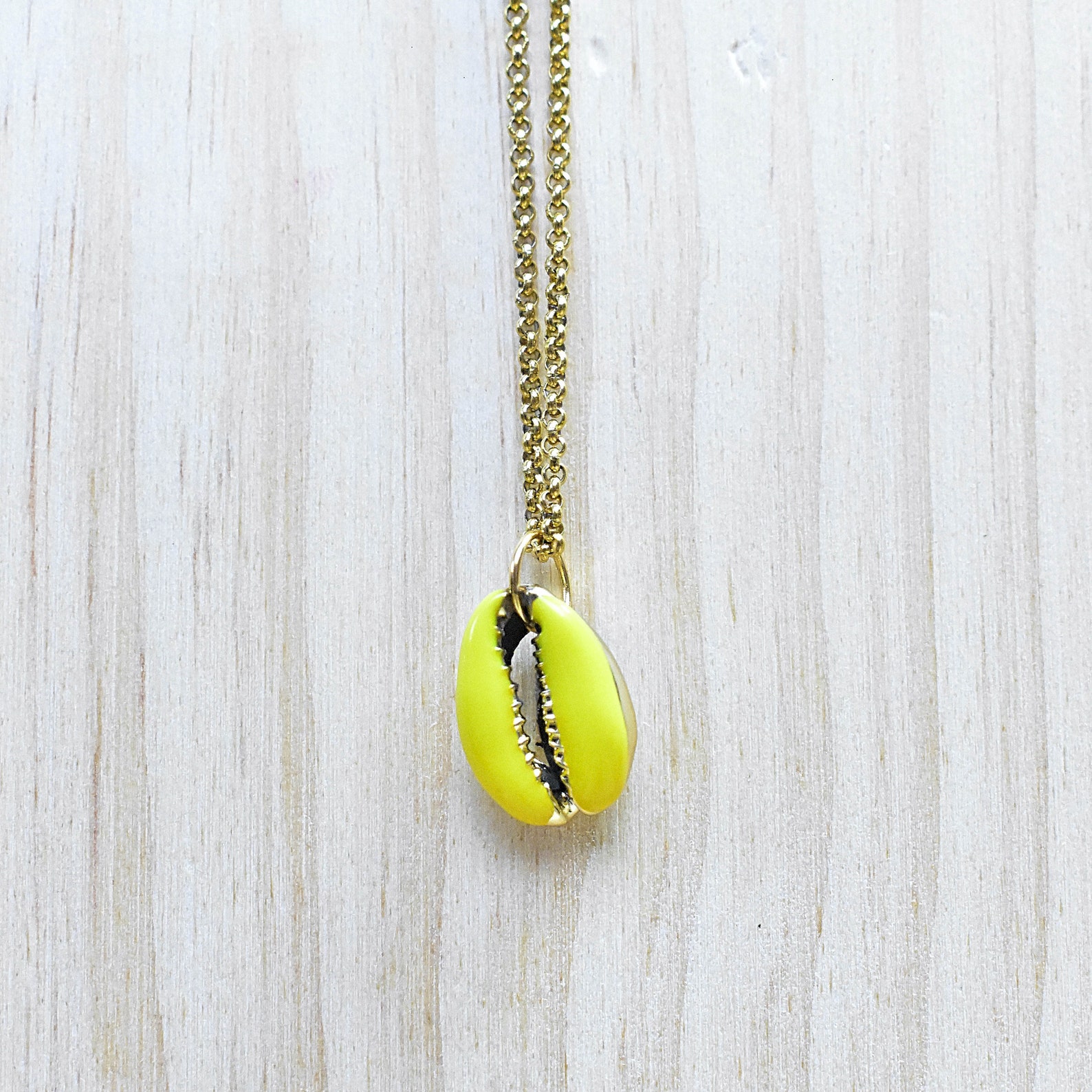 Colorful Cowrie Shell Necklace Gold Gemstone Beach Charm | Etsy