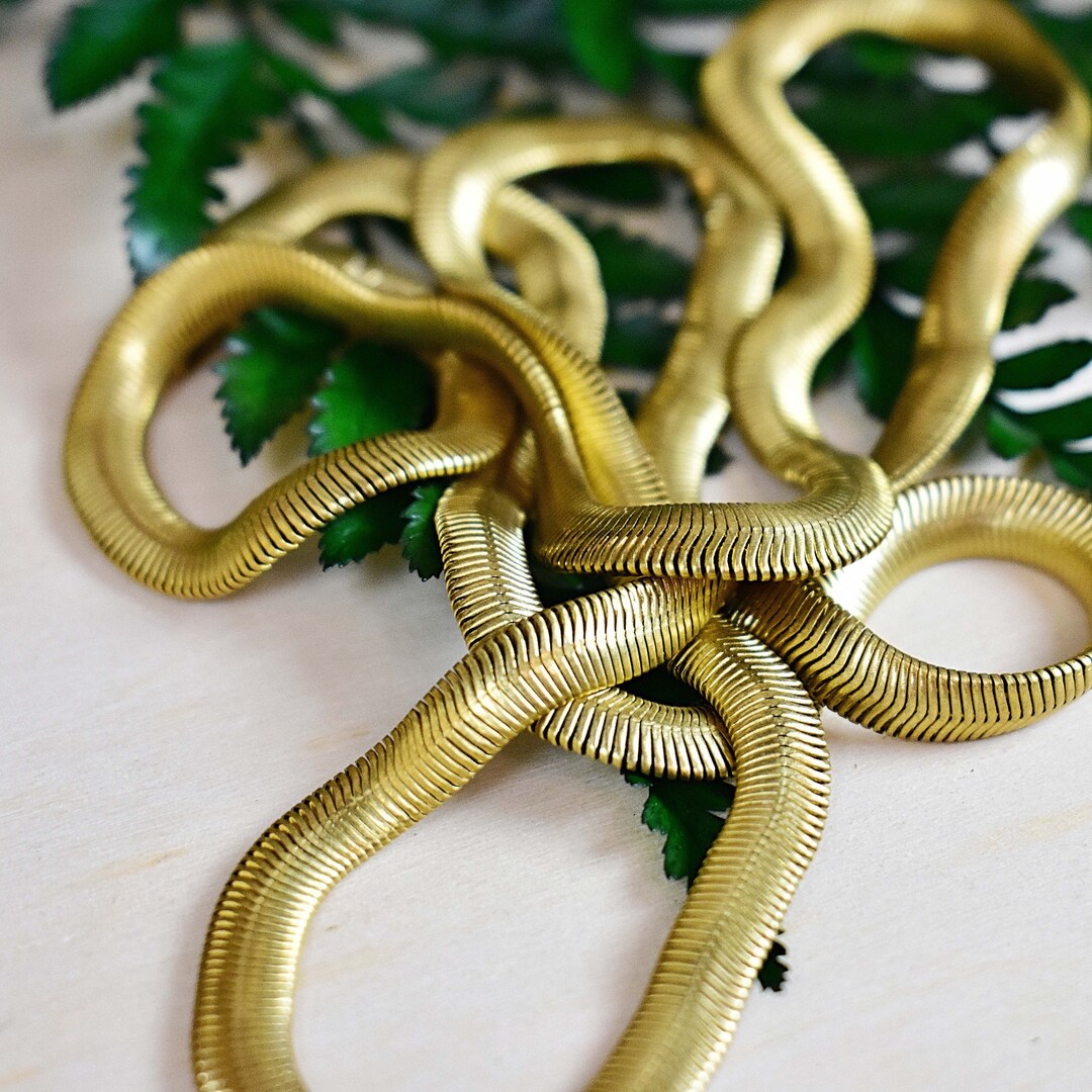 Raw Brass Snake Chain Necklace: Long Layering Style - Etsy
