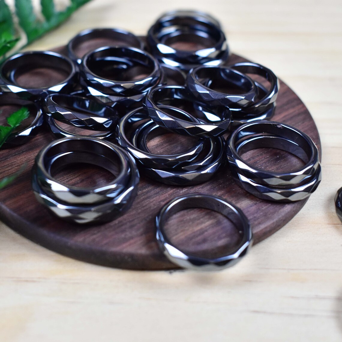 Faceted Hematite Band Ring: Natural Gemstone, Delicate Style - Etsy