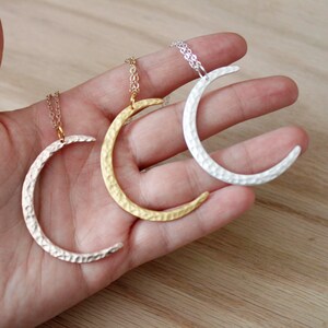 Rose Gold Celestial Moon Necklace: Matte Crescent Pendant - Etsy