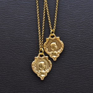Mary Coin Necklace/ Maria Pendant Necklace/ Religious Necklace/ Gold ...