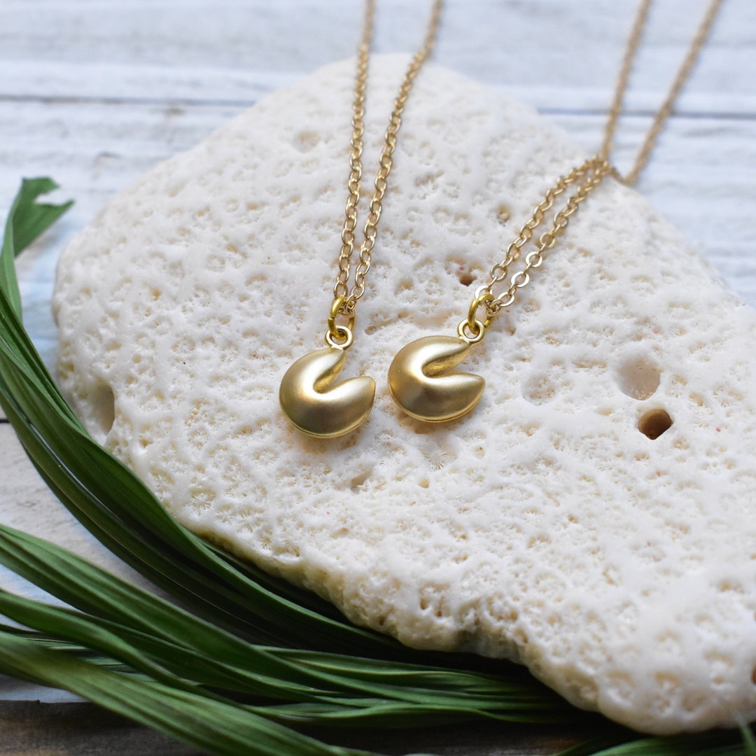 Gold Plated Fortune Cookie Simple Layering Pendant Necklace (EPJ-NPAA22 ...
