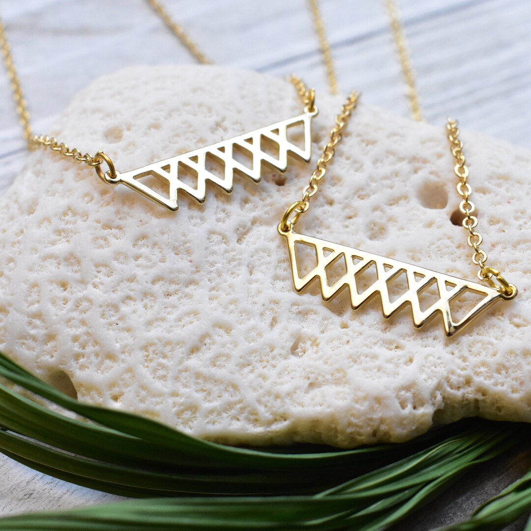 Gold Plated Chevron Banner Simple Layering Pendant Necklace (EPJ-NPAA17 ...