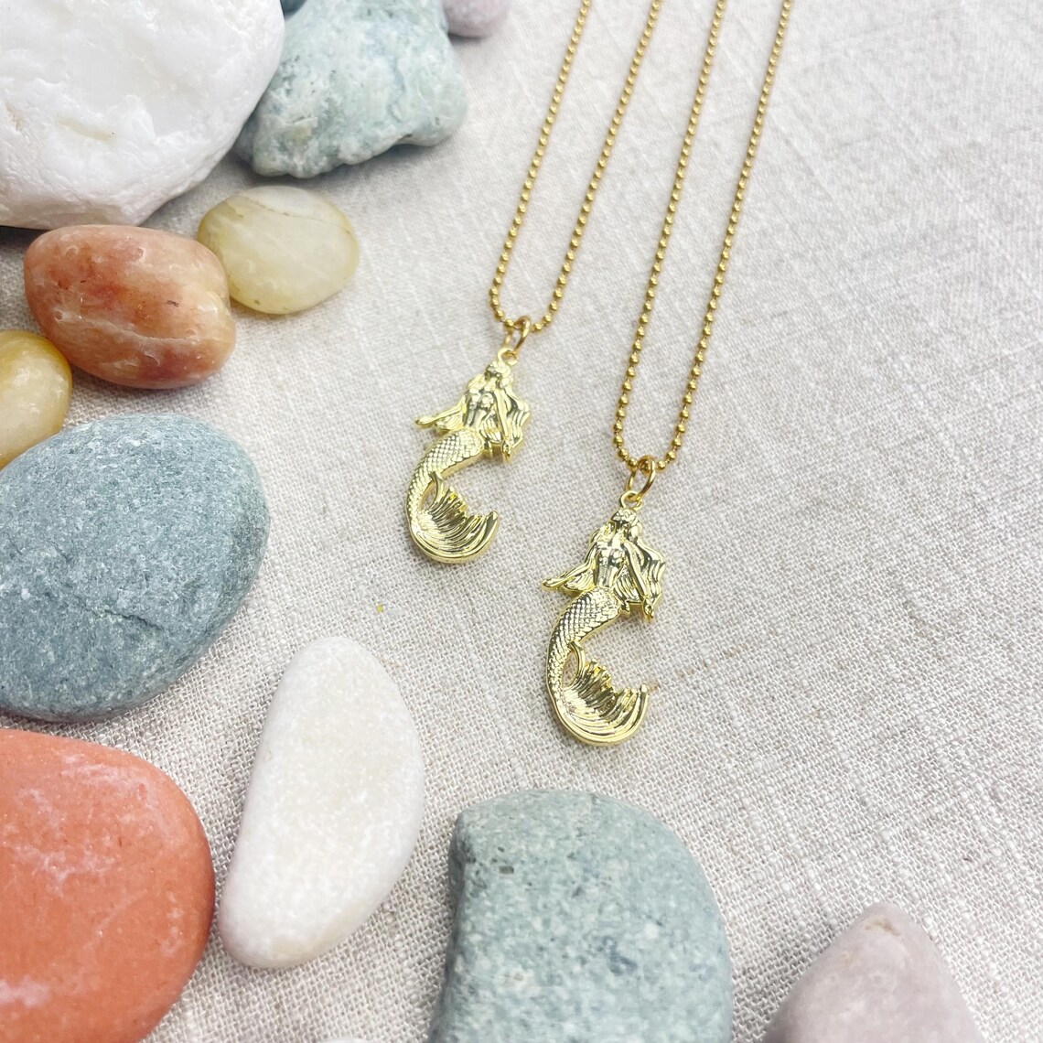 Celestial Siren/// Gold Mermaid Charm Necklace (EPJ-N1AA53) - Etsy