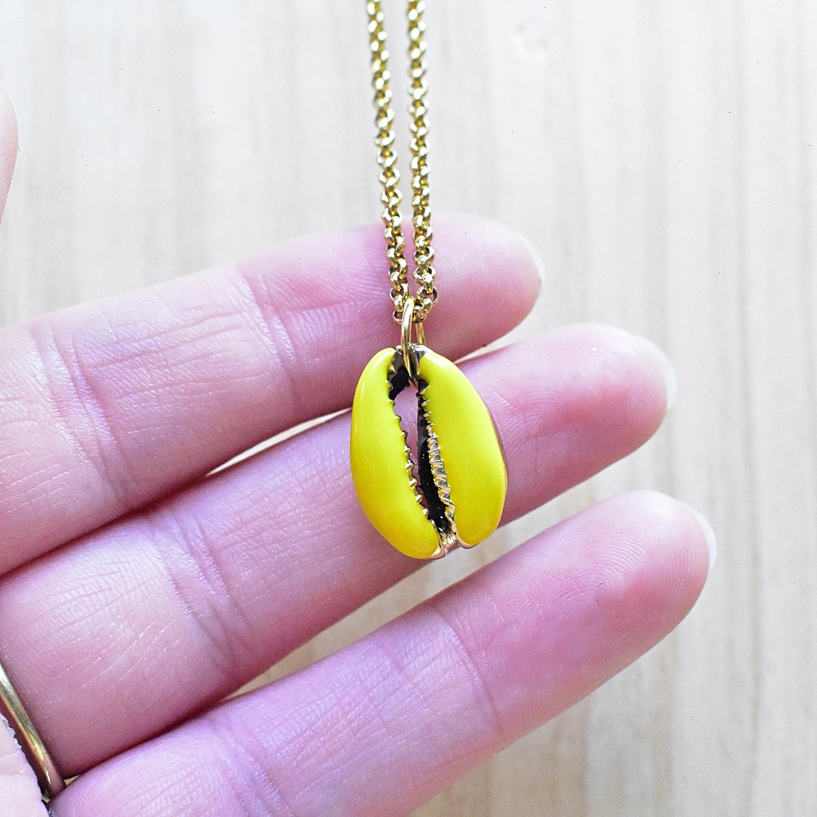 Colorful Cowrie Shell Necklace Gold Gemstone Beach Charm | Etsy