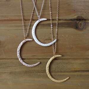 Rose Gold Celestial Moon Necklace: Matte Crescent Pendant - Etsy