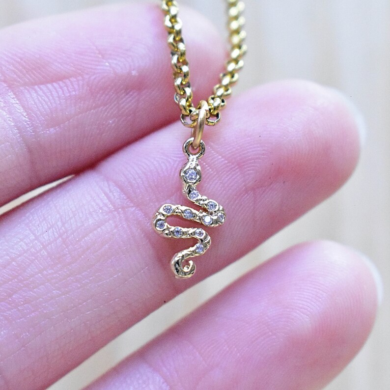Crystal Snake Charm Necklace Gold Snake Serpent Necklace | Etsy