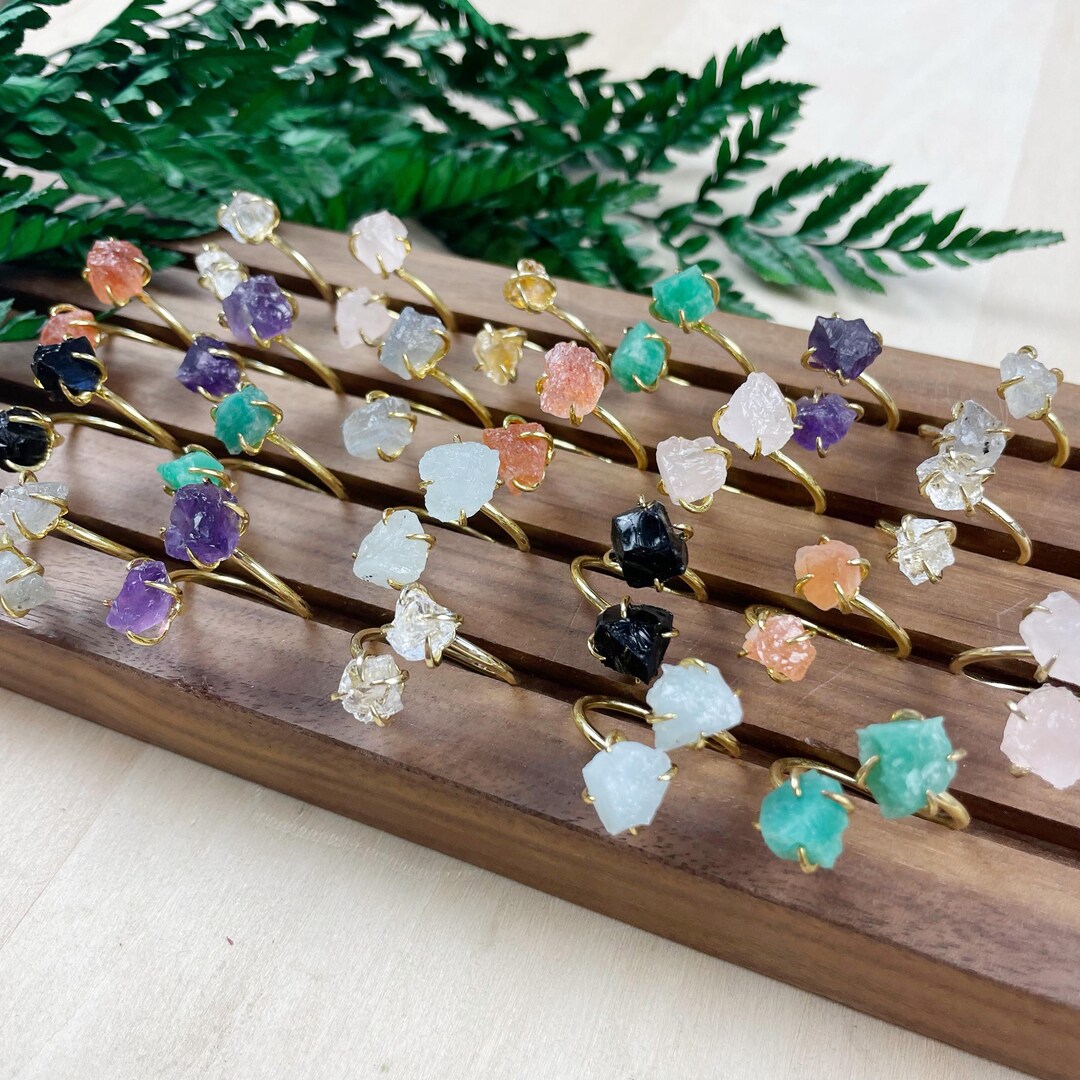 Double Gold Rough Nugget Prong Ring (EPJ-RAB13) - Etsy