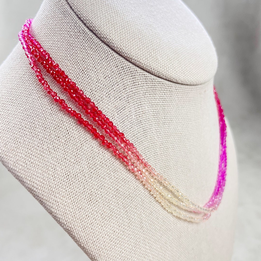 Vos// Cherry Triple Crystal Beaded Necklace (EPJ-NSBB18-CH) - Etsy