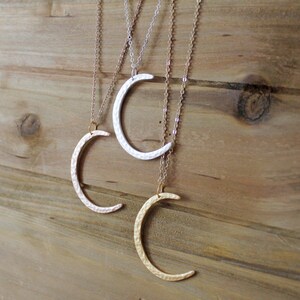 Rose Gold Celestial Moon Necklace: Matte Crescent Pendant - Etsy