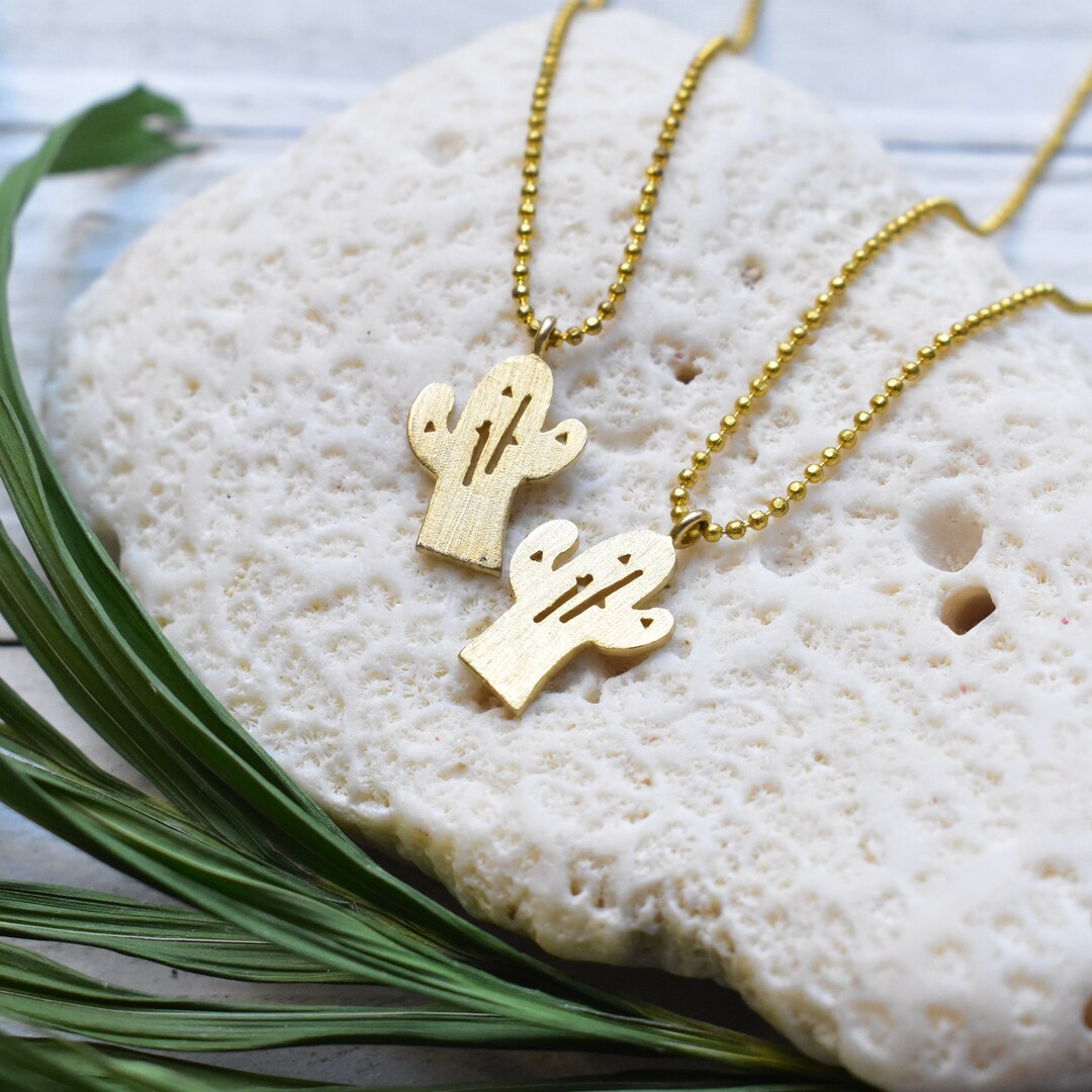 Gold Plated Cactus Simple Layering Pendant Necklace (EPJ-NPAC13) - Etsy