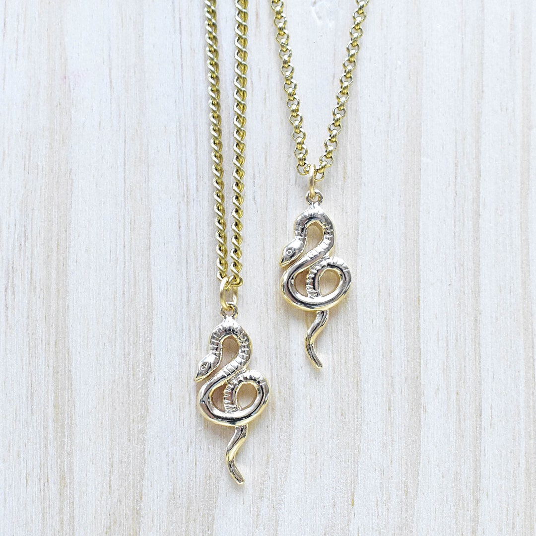 Snake Charm Necklace, Gold Snake Serpent Necklace, Statement Delicate ...