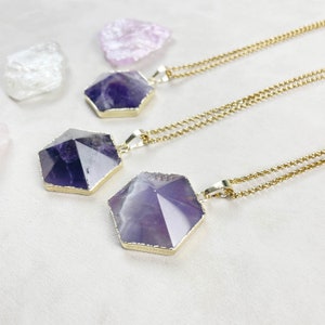 Amethyst Hexagon Pyramid Pendant Necklace (EPJ-OAA12) - Etsy