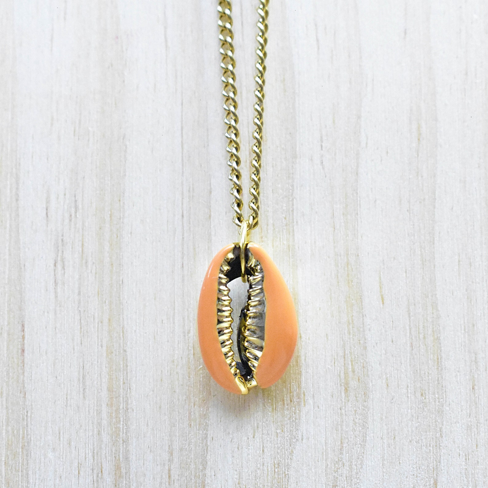 Colorful Cowrie Shell Necklace Gold Gemstone Beach Charm | Etsy