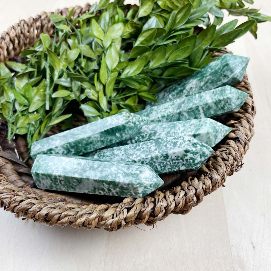 2.5-3inch Green Spotted Jade Point, Gemstone Point, Home Decor, Obelisk ...