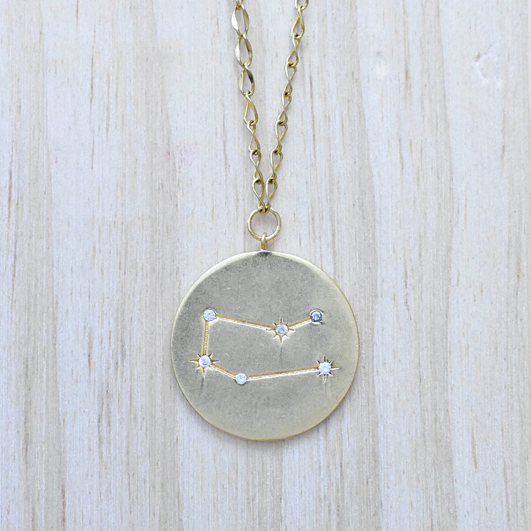 Gemini Zodiac Constellation Charm Necklace, Gold Zodiac Charm Pendant ...