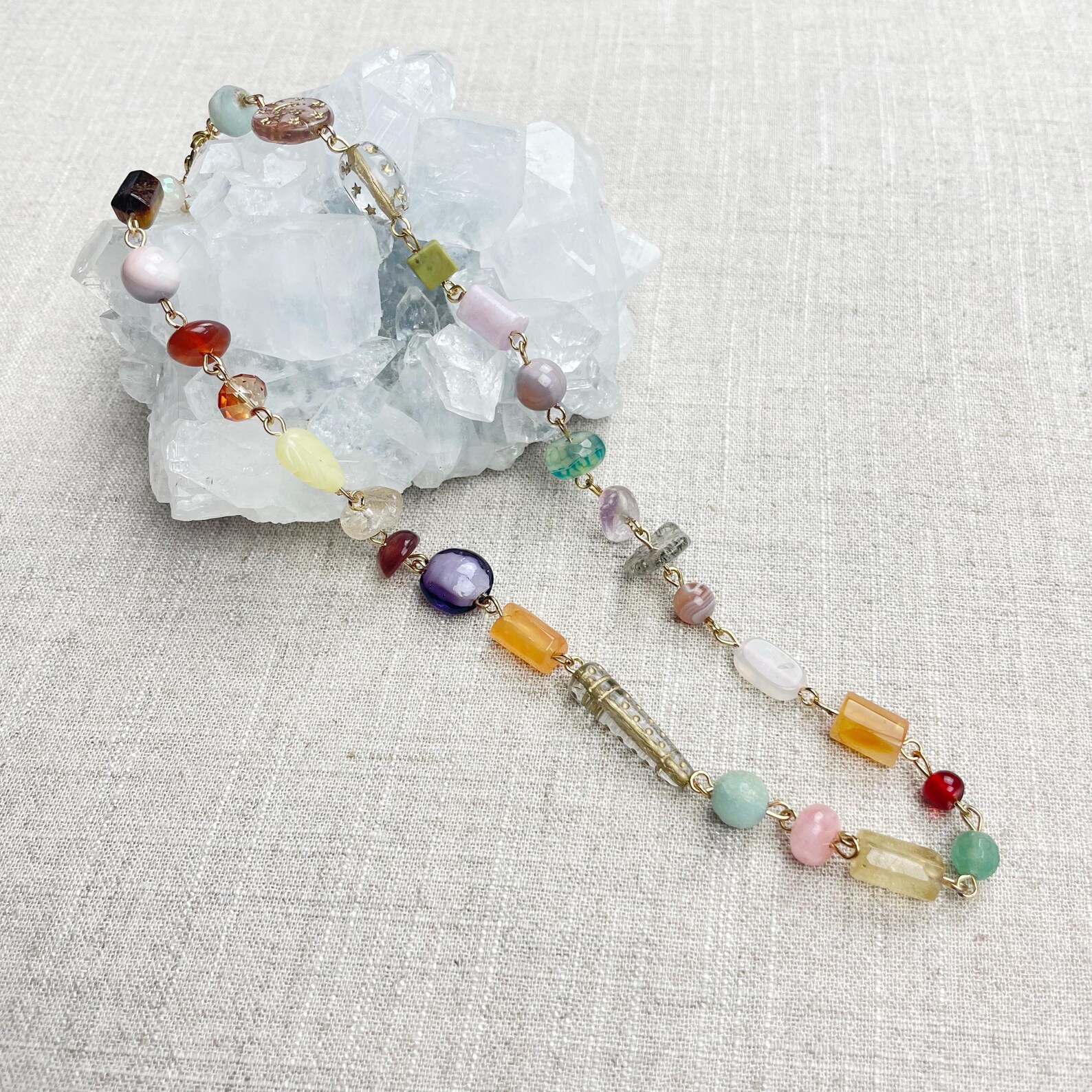 MADE to ORDER: Gem Rosie/// Dream Crystal Rosary Beaded Necklace (DEJ ...