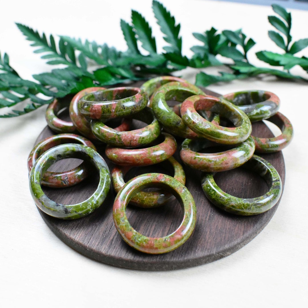 Unakite Gemstone Ring: Natural Stone Band (6mm-8mm) - Etsy