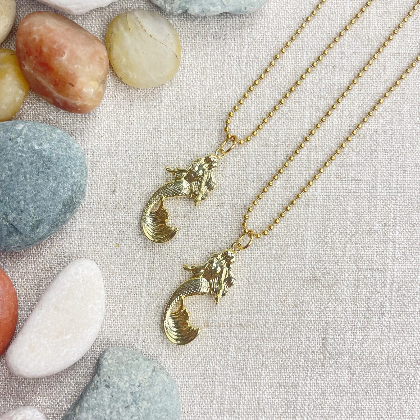 Celestial Siren/// Gold Mermaid Charm Necklace (EPJ-N1AA53) - Etsy
