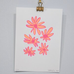 Daisy Print pink 5 X 7 Screenprint 2019 Made in Brooklyn / Woman-owned ...