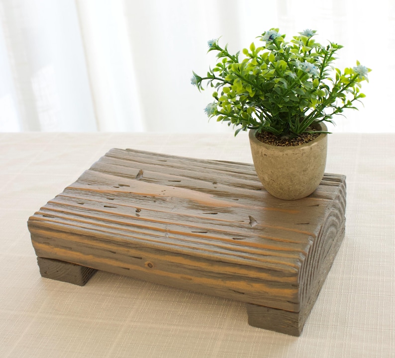 Distressed Pedestal Riser, Rustic Wood Stand, Weathered Riser, Plant ...