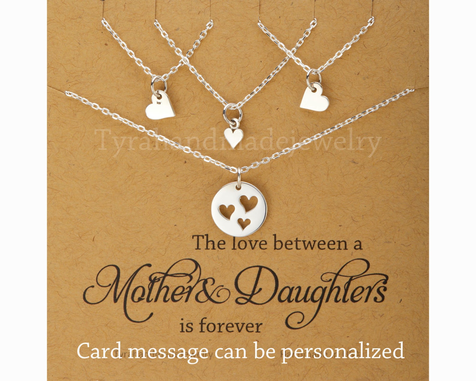Sterling Silver Mother Daughter Heart Necklace Set, Matching Jewelry - Etsy
