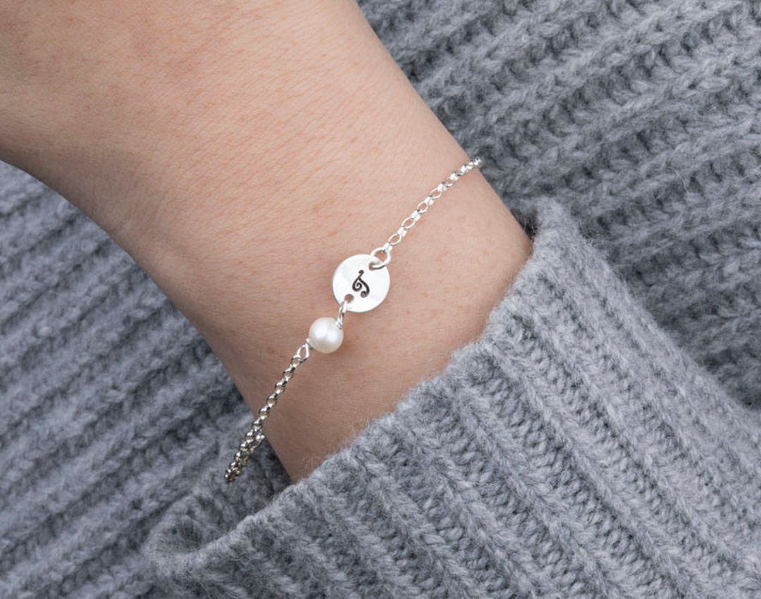 Personalized Initial Bracelet,pearl Bracelet,custom Font Monogram ...