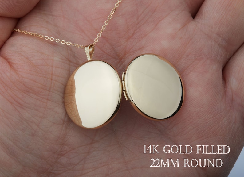 Large 14K Gold Filled Round Locket With Photo,memorial Locket,mother's ...