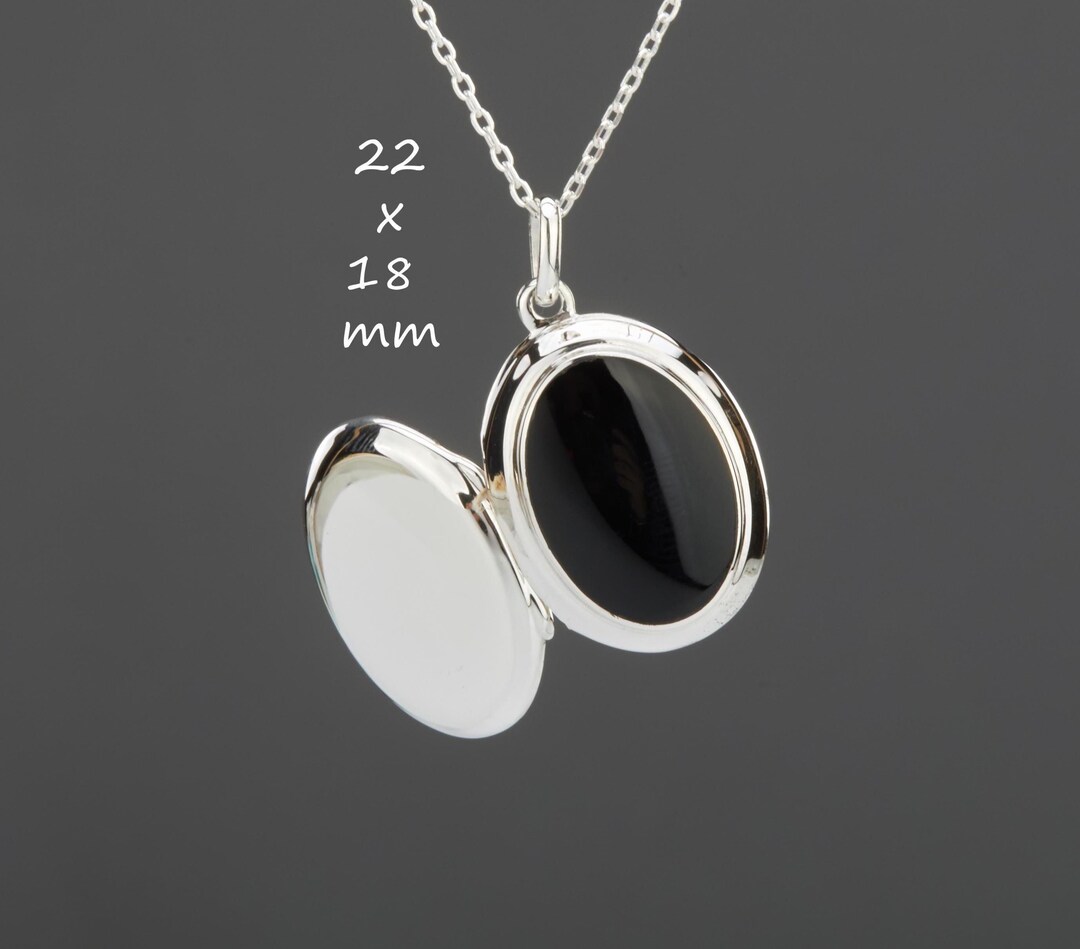 Black Onyx Top Sterling Silver Oval Locket With Photo,oval Black Onyx ...