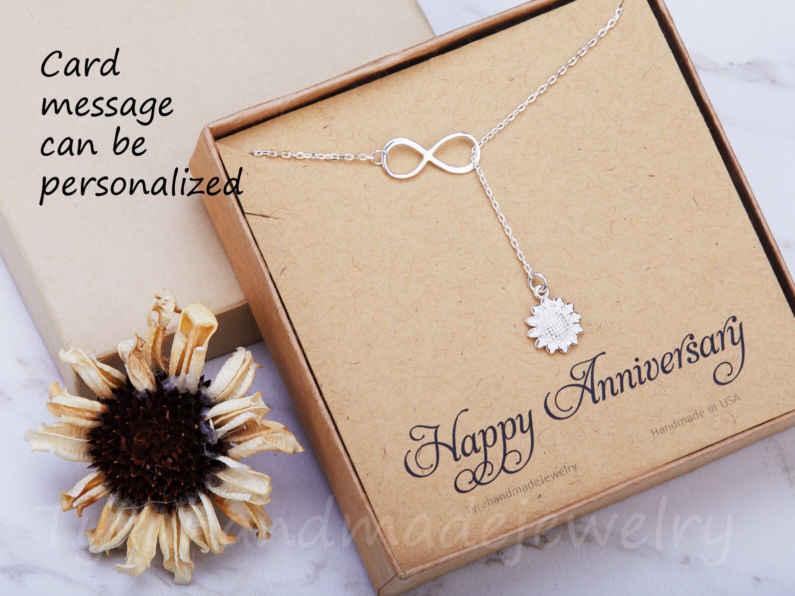 Sterling Silver Infinity Sunflower Necklaceflower Infinity - Etsy