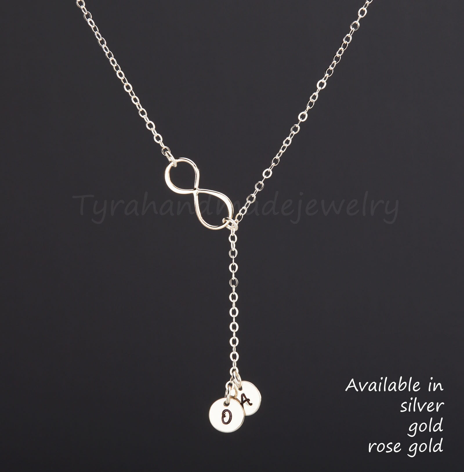 Gold Infinity Initial Necklace,monogram Necklace,custom Font,sideways ...