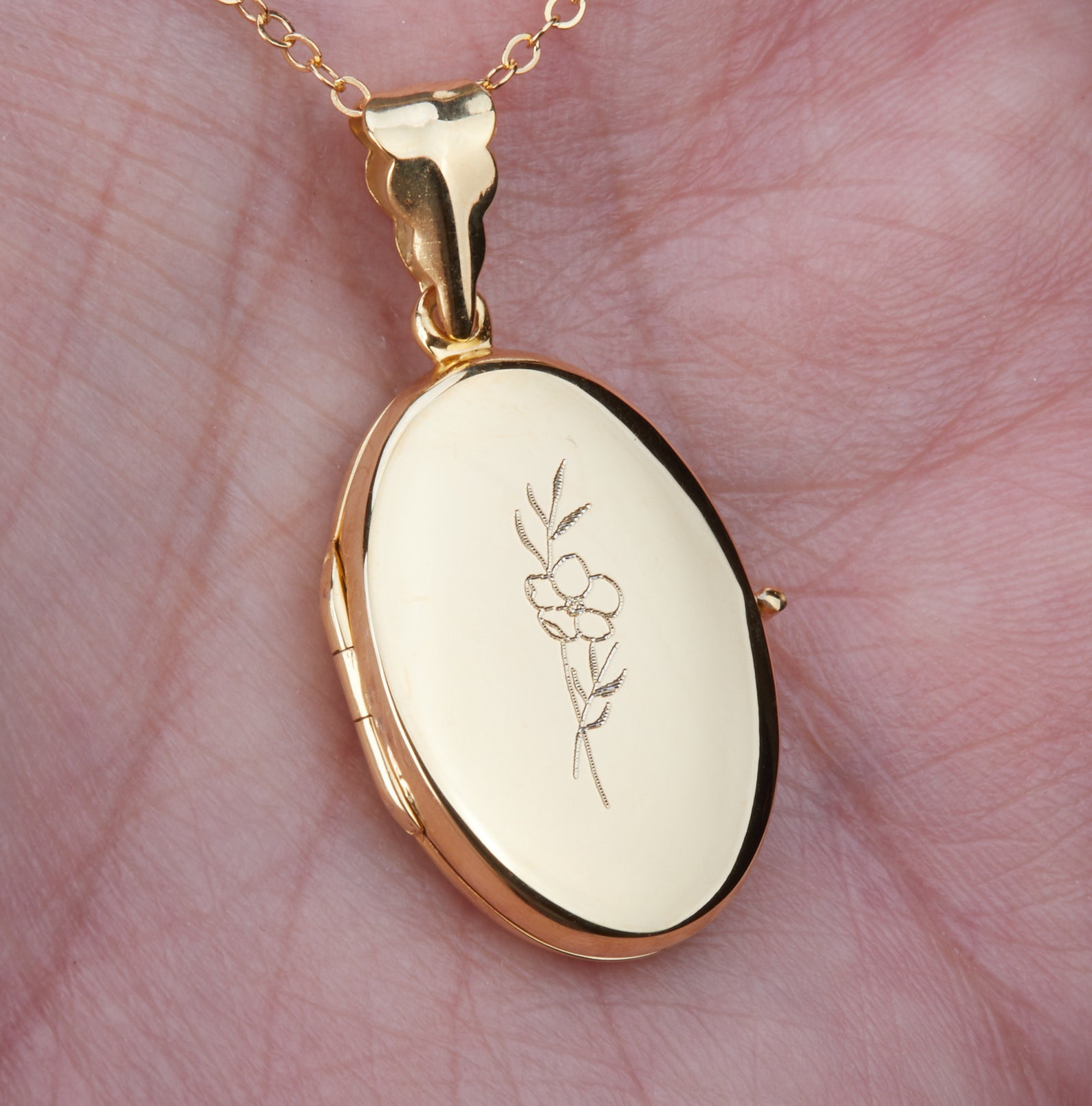 Engraved Silver Rose Gold Oval Locket With Photomemorial Oval - Etsy