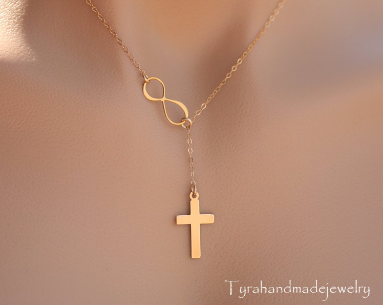Sideways infinity cross necklacefaith necklacebaptism | Etsy