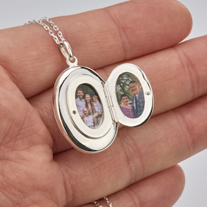Four Photos Double Stack Sterling Silver Locket,custom Engrave Oval ...