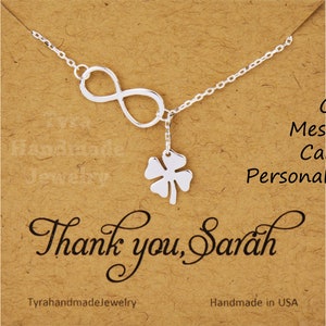 Four Leaf Clover Infinity Lariat Y Necklace,shamrock Necklace,infinity ...