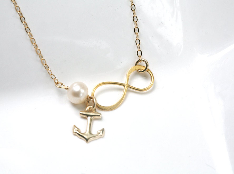 Personalized Sideways Infinity Necklace,hope Strength Anchor Necklace ...