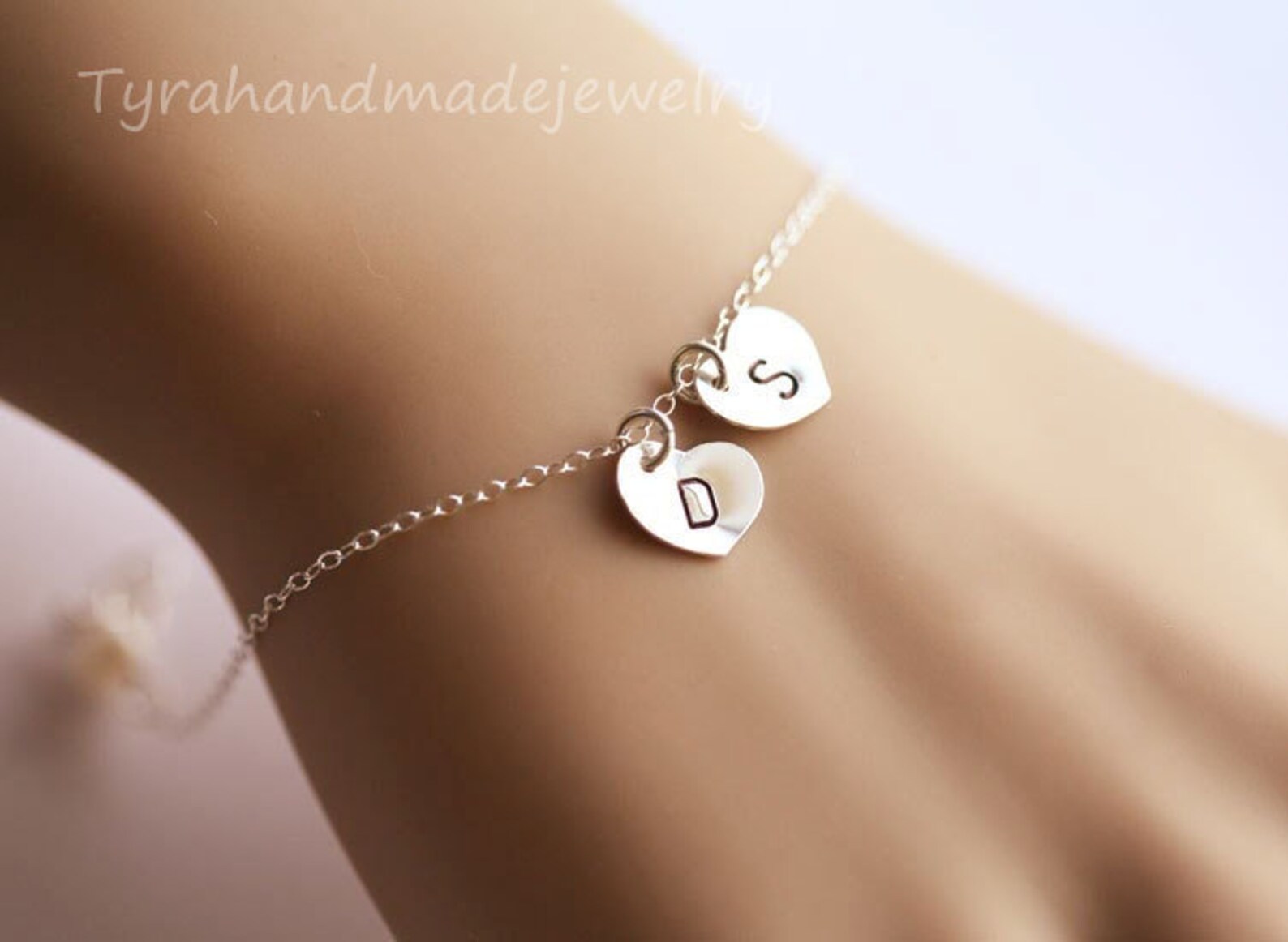 Heart Initial Bracelet,monogram Heart,couple Initials,valentines Day ...