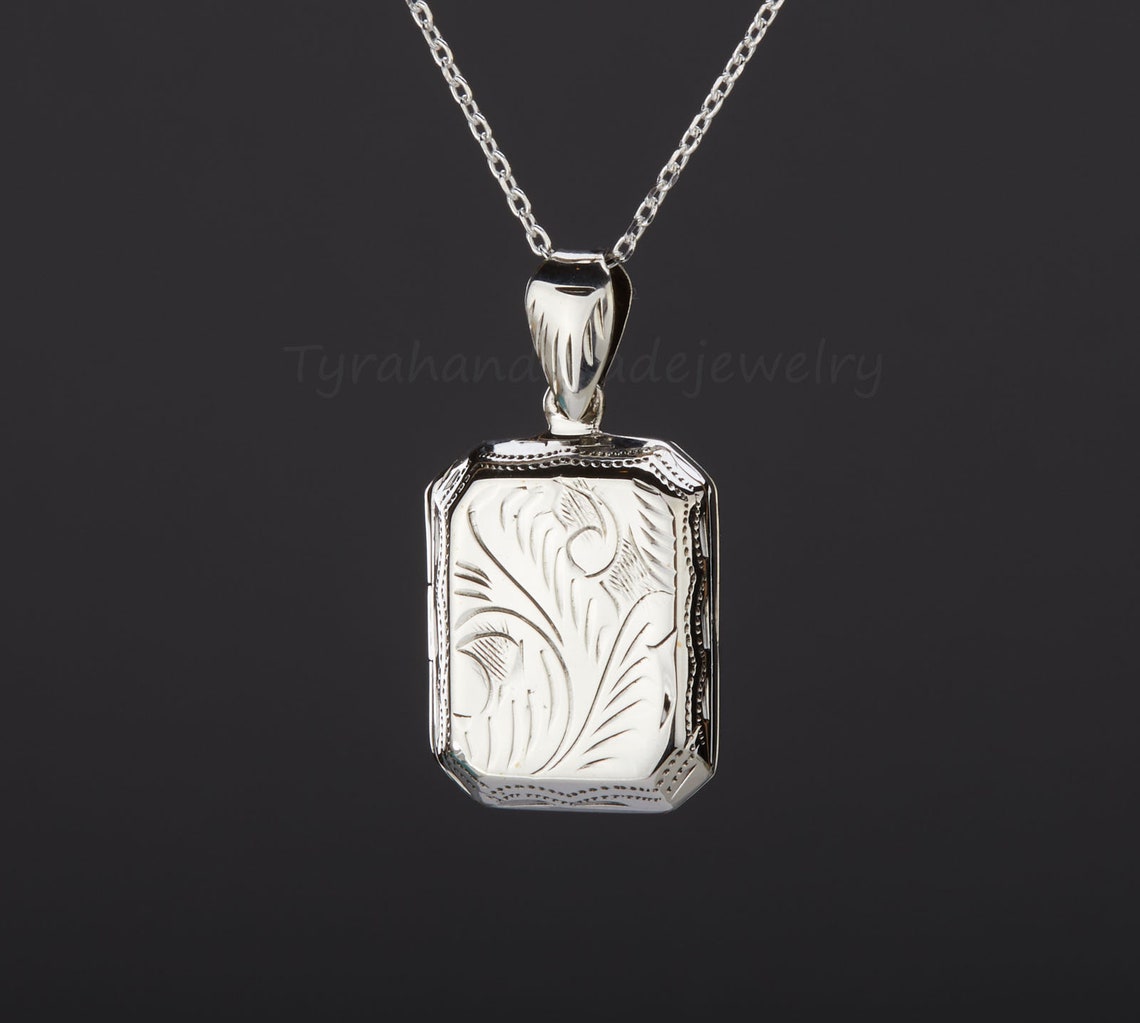 Sterling silver rectangle photo locketAntique Victorian | Etsy