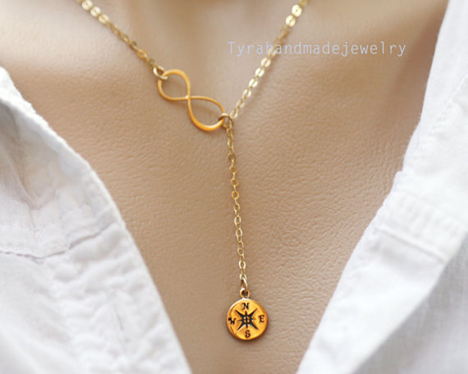 Silver Gold Infinity Compass Lariat Necklace,graduation Gifts ...